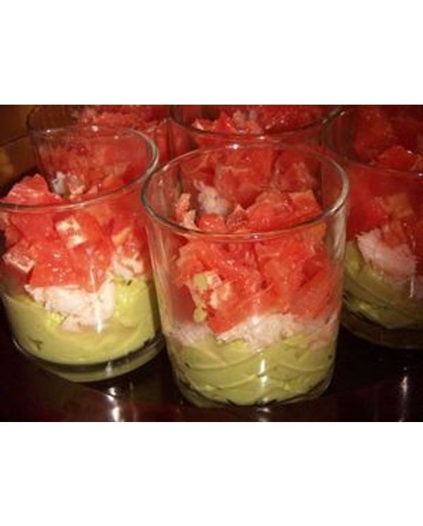 Verrines De Mousse Davocat Crabes Et Pamplemousse Rose Pour 4